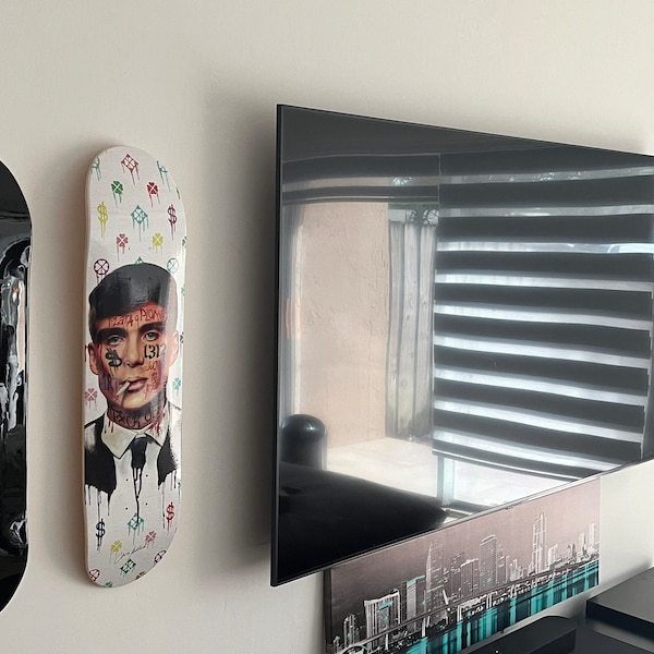 Floating Skateboard Wall Art | Hand Painted | Minimalist Retro Home ...
