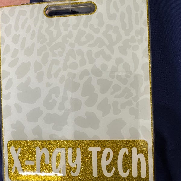 Leopard Print Badge Buddy, Cute Medical ID Name Plate, Custom Glitter ...