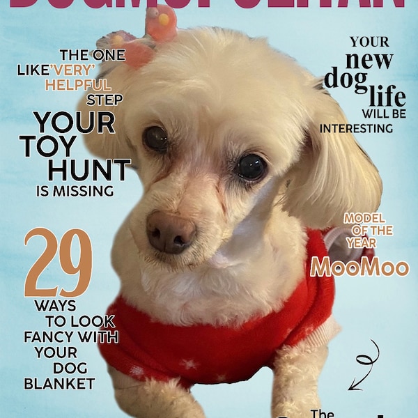 Pet Magazine Cover, Custom Pet Portrait, Funny Gift, Pet Lover Gift ...