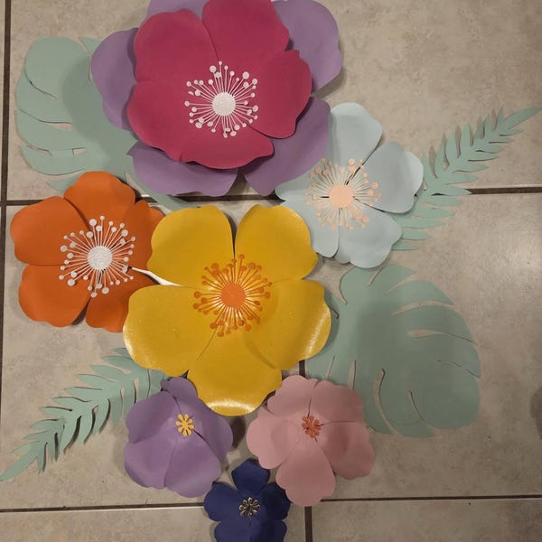 Svg Paper Flower Hibiscus Template, TROPICAL SET Hawaiian Flower,3 ...