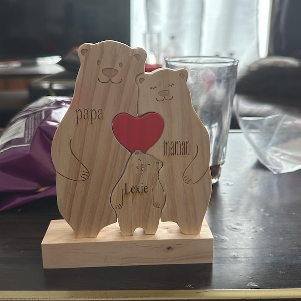 Family Wooden Hug Bears Puzzle,personalized Family Puzzle,custom Wooden ...
