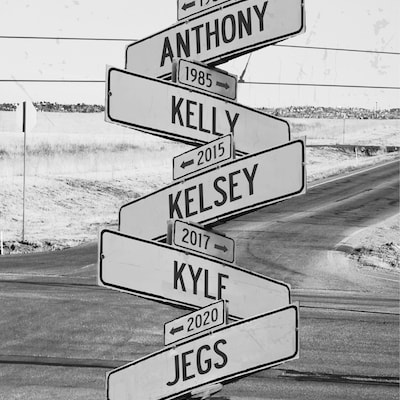 Personalized Intersection Street Sign Digital File 5 Names/dates DIY ...