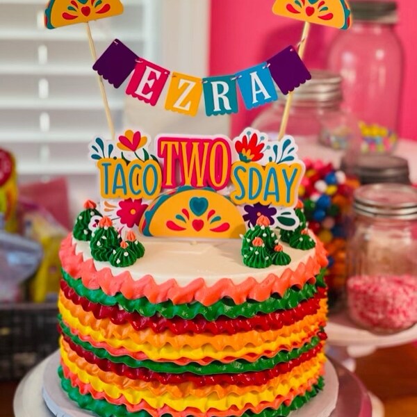 Taco Cake Bunting Topper With Taco Twosday Cake Topper- (2 Pc Set ...