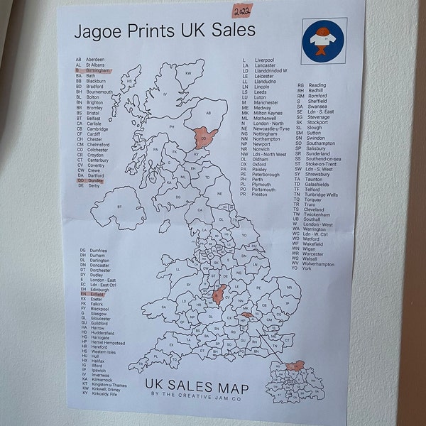 UK Sales Map, Business Postcode Sales Map, Colour in Map, Etsy Sales ...