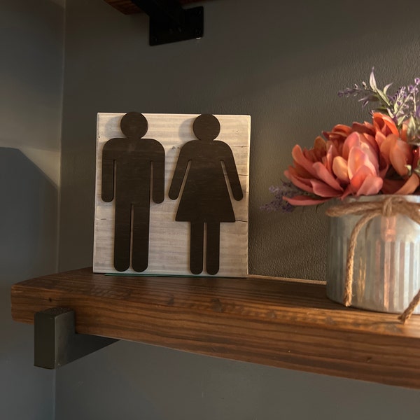 Set of 2 Bathroom Sign People Wood Cutouts 7 Color Options! Laser Cut ...