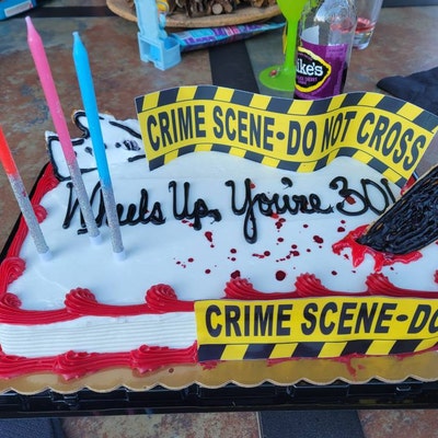 Crime Scene Tape Tape Edible Image Cake Strips Pre-cut Birthday Toppers ...