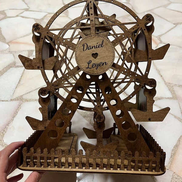 Wedding Photo Gift for Couple Custom Wooden Ferris Wheel Valentine Gift ...