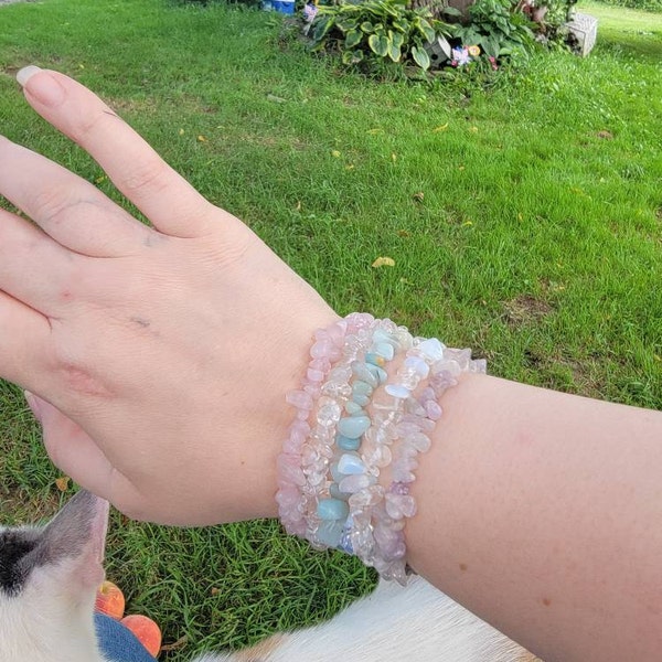 Wholesale Crystal Gemstone Chip Bracelet,healing Crystal Chip Bracelet ...