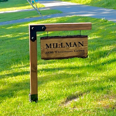 Address Sign Post, Custom Carved Wooden Sign With Sign Post, Home ...