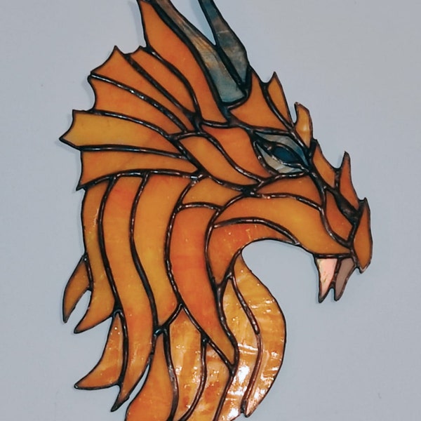 Digital (PDF) Stained Glass Pattern - Dragon's Head (profile) - Etsy