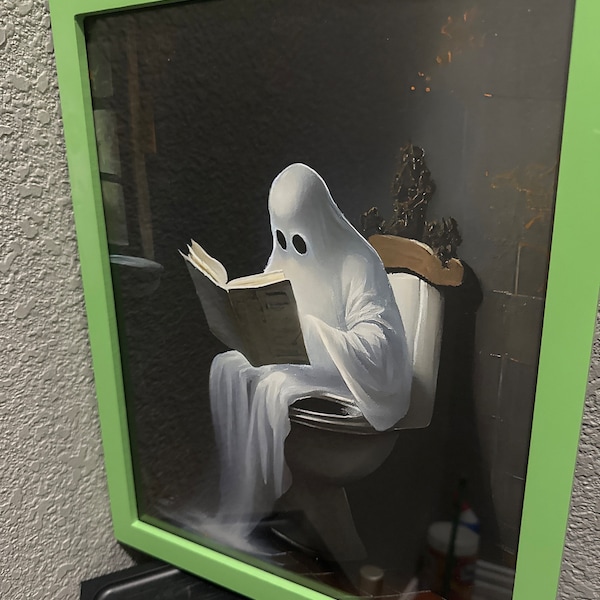 Ghost on Toilet, Ghost in Bathroom Print, Dark Academia, Vintage Poster ...