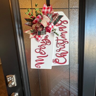 Christmas Front Door Decor Tag Door Hanger Christmas Wreath Christmas ...