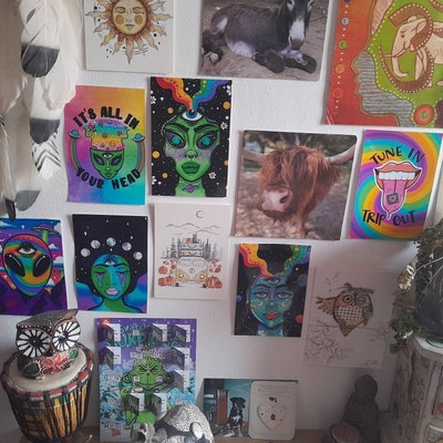 Mini Prints Trippy Prints, Trippy Wall Art, Hippie Wall Art, Trippy ...