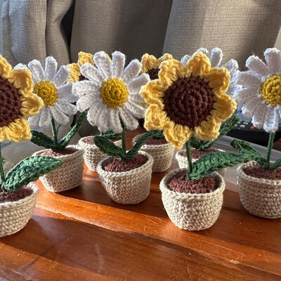Flower in a Pot Crochet PATTERNS Set 5 Crochet Flower Patterns PDF ...