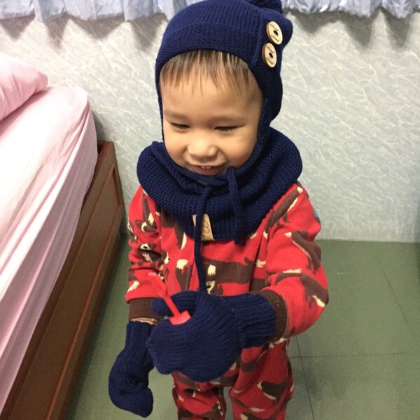 Navy Wool Toddler Mittens, Knit Kids Blue Mittens, Merino Wool Toddler ...