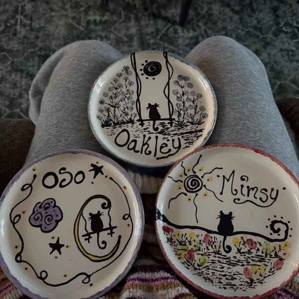 Ceramic Pottery Custom Cat Dish Shallow Saucer Bowl Personalized 11 ...