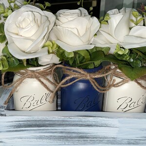 Farmhouse Decor Centerpiece Floral Rustic Mason Jar Centerpieces Wood ...