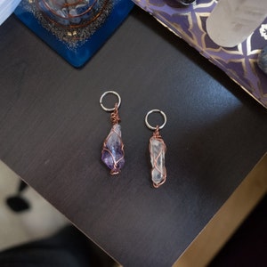 Raw Natural Crystal key chains/pet collar charms you choose | Etsy