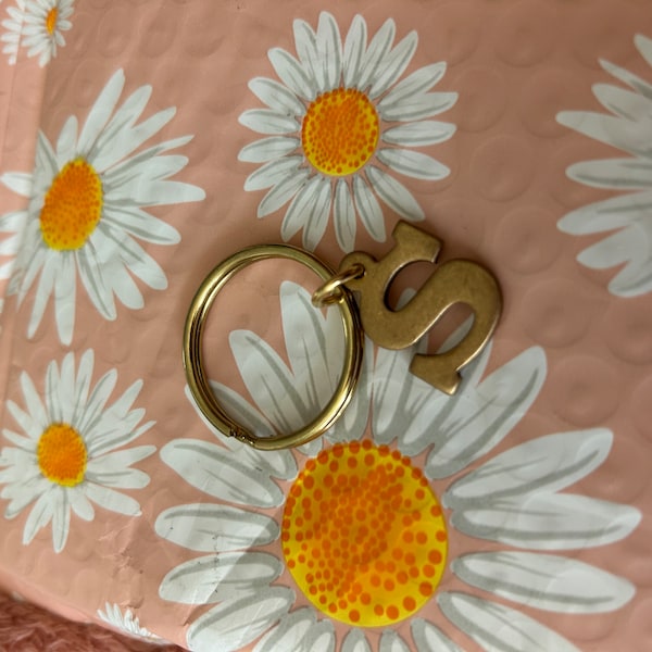 Initial Keychain Brass, Personalized Keychain, Retro Monogram Keychain ...