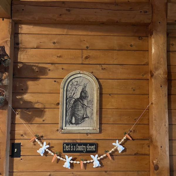 Bunny Wall Art | 14" X 22" | Arch Window Frame | Rabbit Decor | Spring ...