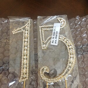 New 5 Gold Rhinestone NUMBER FIFTEEN 15 Cake Topper 15th Birthday ...
