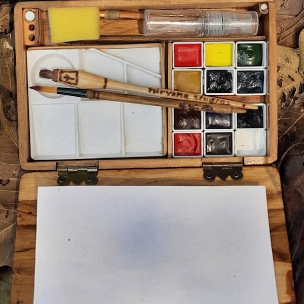 Handmade Wooden Pocket Gouache Paint Box - Etsy