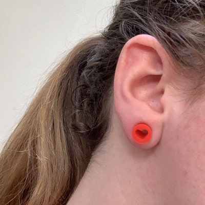 Red Tender Heart Silicone Soft Flexible Ear Plugs Gauges Tunnels ...