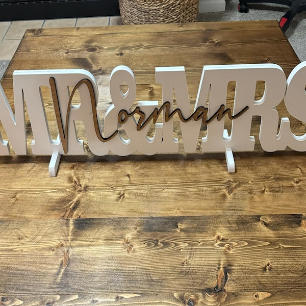 Custom Wedding Gift Sign Name, Personalized Family Name Wood Letters Mr ...