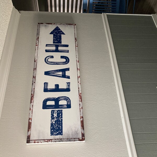 Beach Sign | Beach Arrow Sign | Beach House Wall Decor | Coastal Wall ...