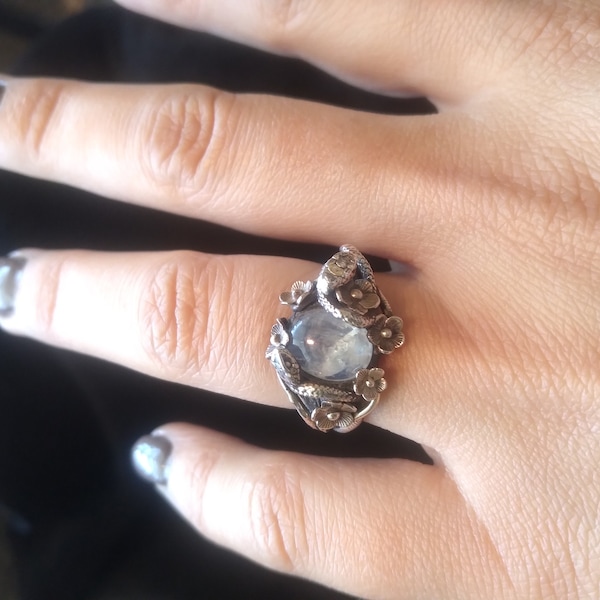 Moonlight Garden Stroll, Nature Inspired Snake Ring, Sterling Silver ...