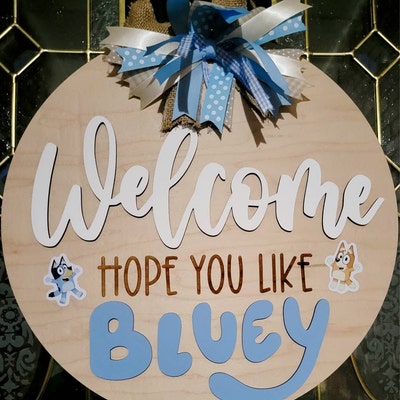 Blue Door Hanger Bluey Decor Home Door Handmade Signs - Etsy