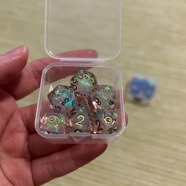 Arcane Gate Sparkling Prismatic Foil Effect Dice Set Golden Translucent ...