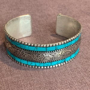 Cuff Bracelet Turquoise Blue Nepal - Etsy