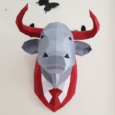 Bull in a Suit digital Papercraft Kit DIY Bull Head, Paper Craft ...