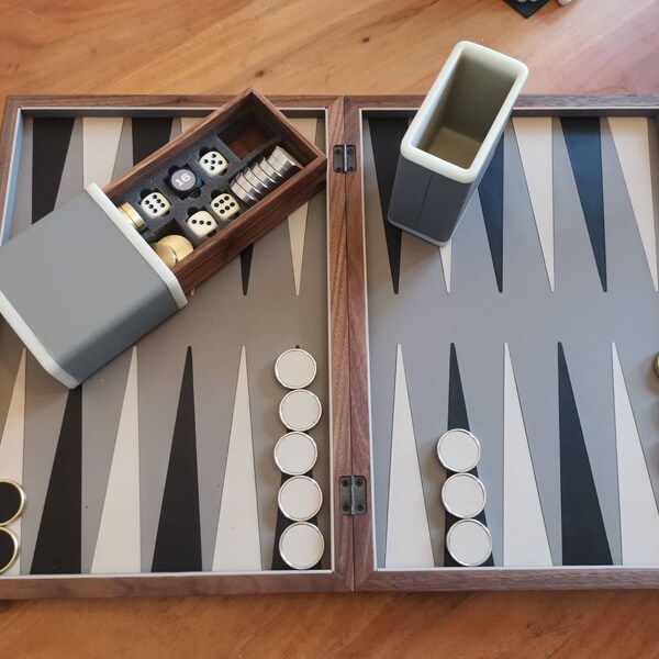 Premium Backgammon Set, 14"inch Backgammon Board Game, Walnut Brass ...