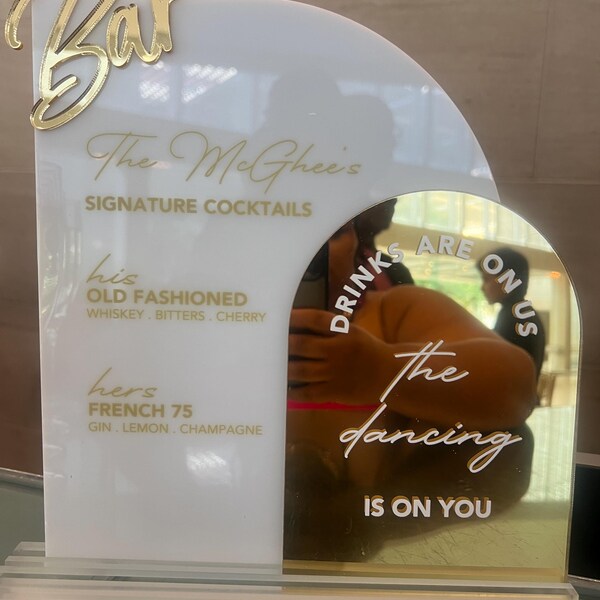 Bar Menu With 3D Cutout in Double Acrylic Arch + Scallop Edge Arch - Etsy