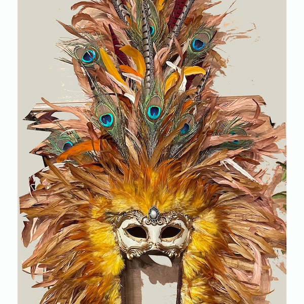 Turquoise Handmade Feathered Mask by New Orleans Mardi Gras Artist ...