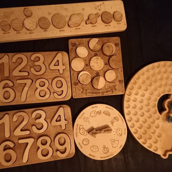 Wooden Numbers Puzzle, Montessori Counting for Toddlers and Preschool ...