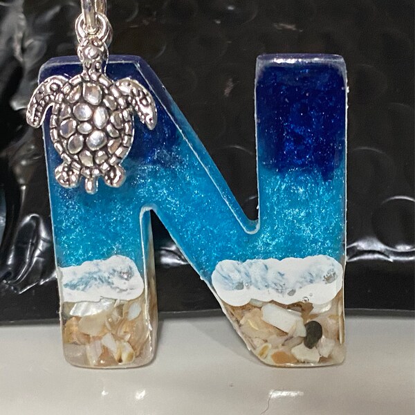 Ocean Theme Gift, Beach Keychain, Ocean Keychain, Resin Letter Keychain ...