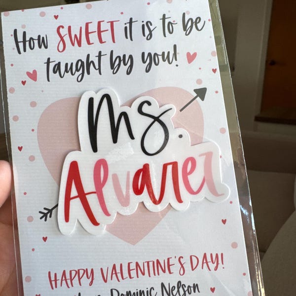Custom Teacher Valentines Day Sticker + Valentines Gift for Teacher ...
