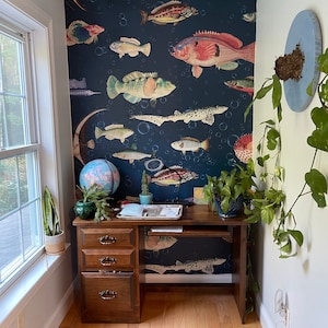 Fish Wallpaper Peel and Stick Vintage Fish Wall Mural - Etsy