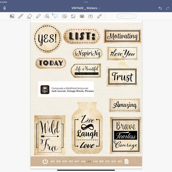 Junk Journal, Vintage Words, Phrases, Printable Word Stickers, Collage ...