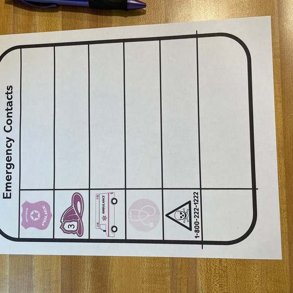 Emergency Phone List Printable PDF | Emergency Numbers Sheet | Instant ...