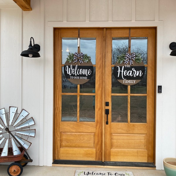 Double Door Front Door Decor | Welcome to Our Home | Double Door Signs ...