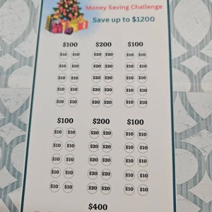 Christmas Savings Challenge Printable for Christmas Countdown Cash ...