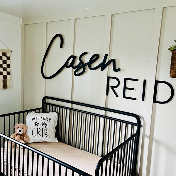Stacked Name Wood Cutout, First and Middle Name Wood Cutout, Nursery ...