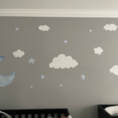 Elephant Fabric Wall Decal Moon Wall Stickers, Reusable Wall Decals ...