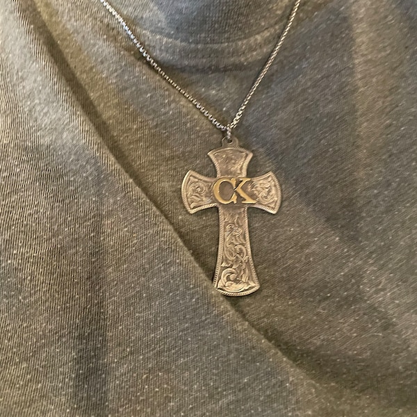 Sterling Silver, Hand Engraved Cross - Etsy