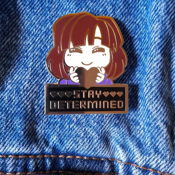 Frisk Undertale Hard Enamel Pins - Stay Determined - Etsy