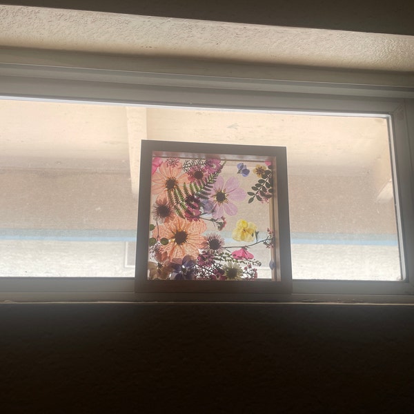 Dark Tones Pressed Flowers Frame, Wooden Stand Dried Flower Frame ...